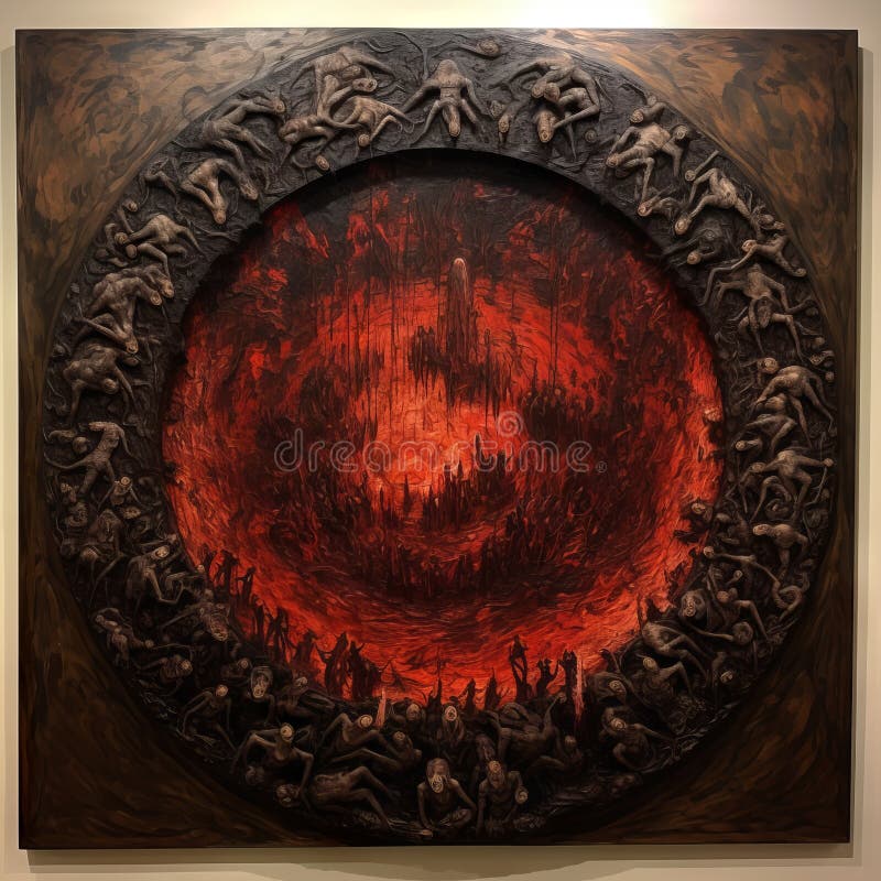 9 Circles of Dante S Hell Painting Stock Illustration - Illustration of ...