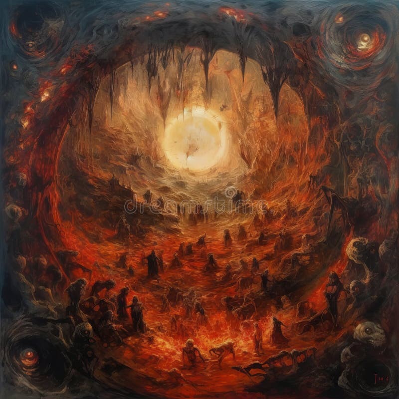 9 Circles of Dante S Hell Painting Stock Illustration - Illustration of ...