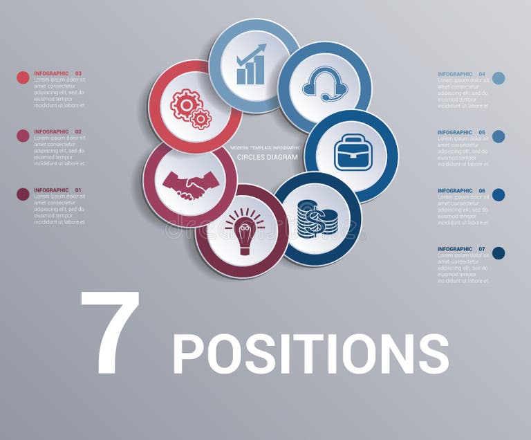Circles Diagram, Data Elements Template Infographics 7 Positions Stock ...