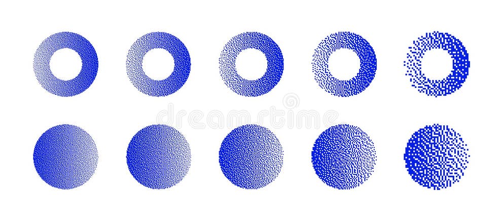 Circles with Different Resolution of Bitmap Dither Gradient Vector Set on White Stock Vector ...