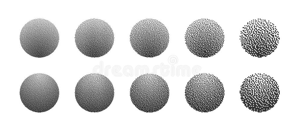 Circles with Different Resolution of Bitmap Dither Gradient Vector Set ...