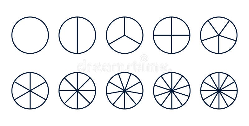 Circle Divided in 8 Segments. Pie or Pizza Round Shape Cut in Eight ...