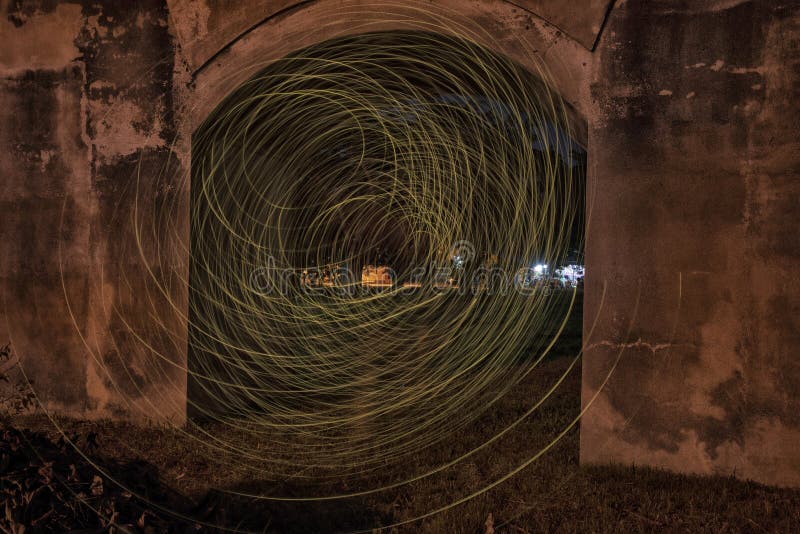 Circles of Emitting Light from Spinning a LED Torchlight. Stock Image ...