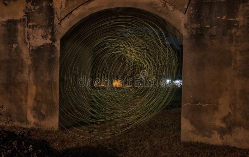 Circles of Emitting Light from Spinning a LED Torchlight. Stock Image ...
