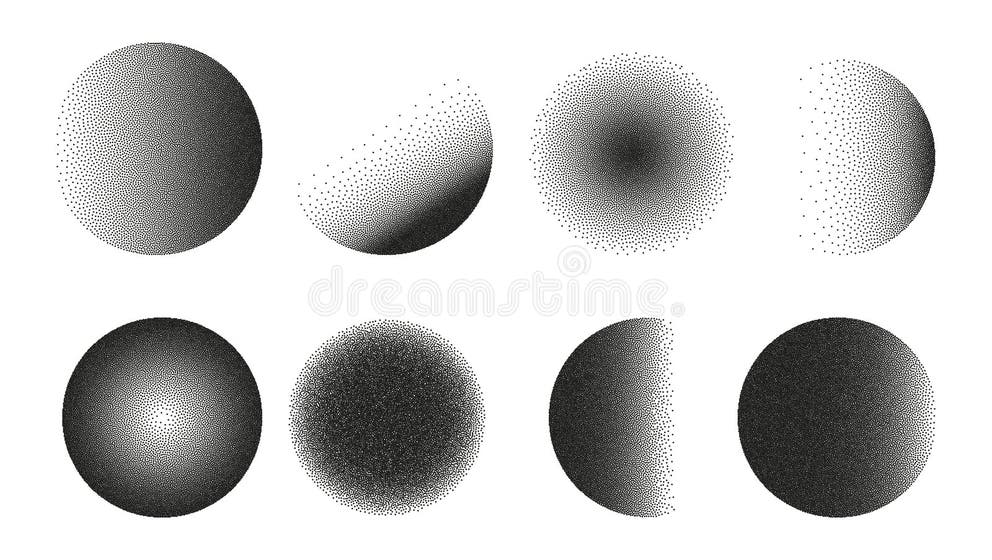 Circles with Grain Effect, Noise Gradient Circlets Stock Illustration ...