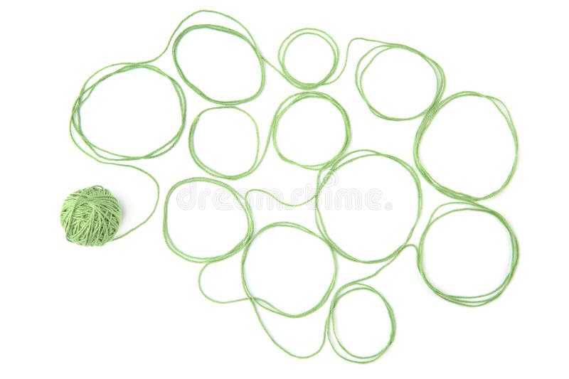 Abstract Background with Green Cotton Thread Circles and Thread Ball ...
