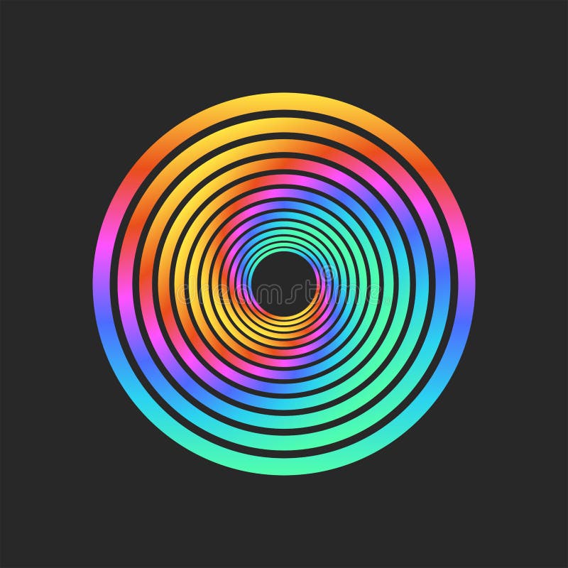 Circles Logo, Cyberpunk Fractal Round Shape from Vortex Bright Rainbow ...