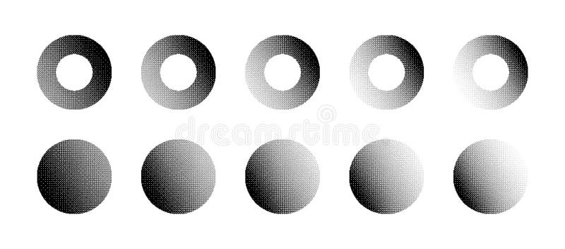 Circles with Miscellaneous Density of Bitmap Dither Gradient Isolate on ...