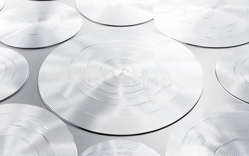 Circles of Reflective Metal Arranged Symmetrically on a Flat Surface in ...