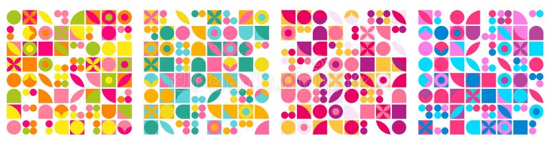 Circles Seamless Patterns in Style Leon Polk Smith - Vector Repeating ...