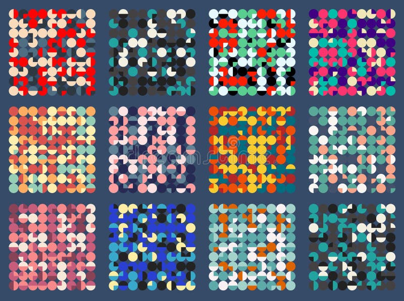 Circles Seamless Patterns in Style Leon Polk Smith - Vector Repeating ...