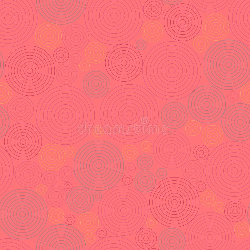 Pink Circles Spirals Vector Seamless Pattern. Circles from Edges To ...