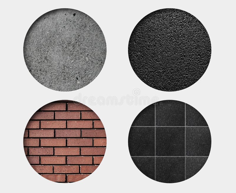 Circles with Textures. Asphalt. Concrete. Tile. Brick Wall Stock Photo ...