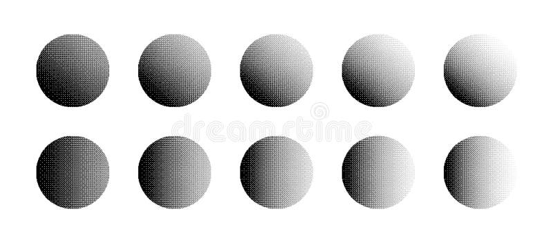 Circles with Various Density of Bitmap Dither Gradient Isolated on ...