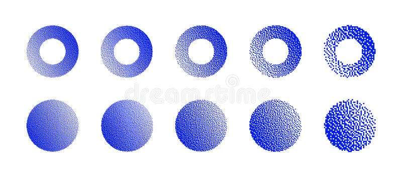 Circles with Various Resolution of Bitmap Dither Gradient Vector Set on ...
