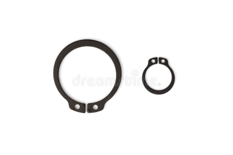 Circlips Retaining Rings for Shafts Isolated on White Background. Stock ...