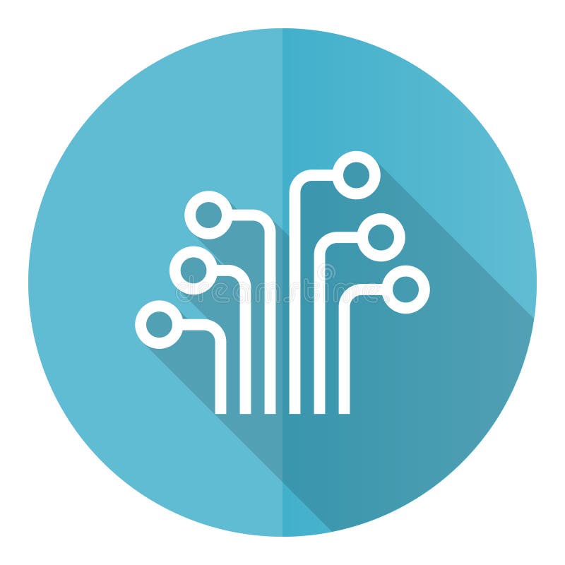 Circuit Blue Round Flat Design Vector Icon Isolated on White Background ...