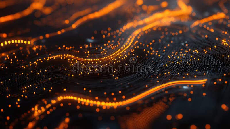 Circuit Board Abstract Illuminated Pathways and Data Flow in a ...