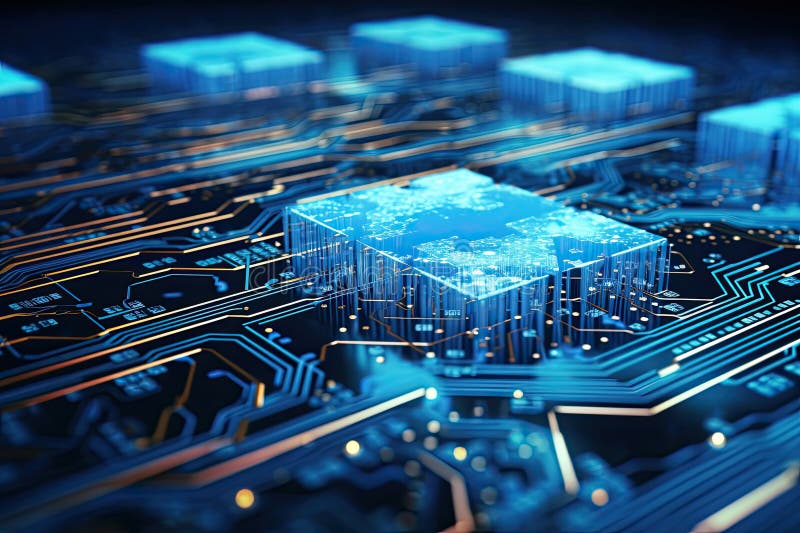 Circuit Board Background. 3d Rendering, 3d Illustration, Big Data Flow ...