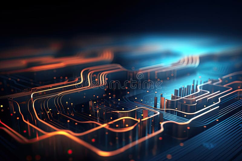 Circuit Board Background. 3d Rendering, 3d Illustration Stock ...
