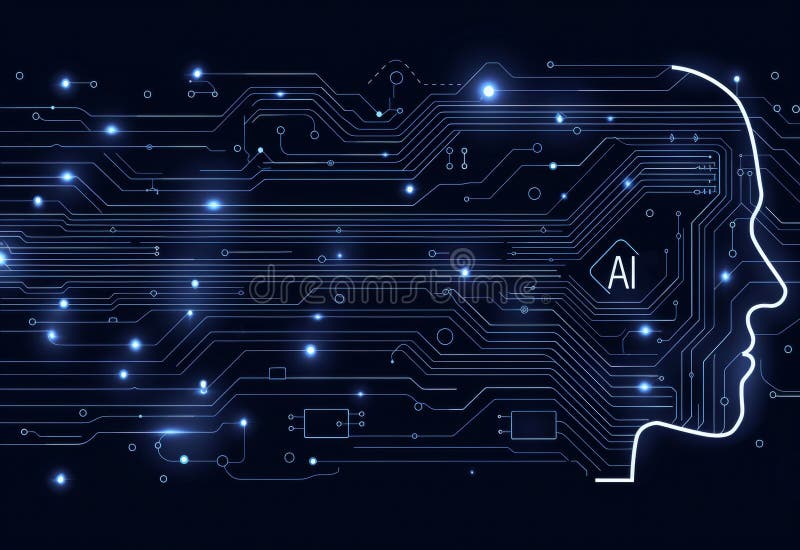 Conductor Tracks Background with the Silhouette of a Face and the ...