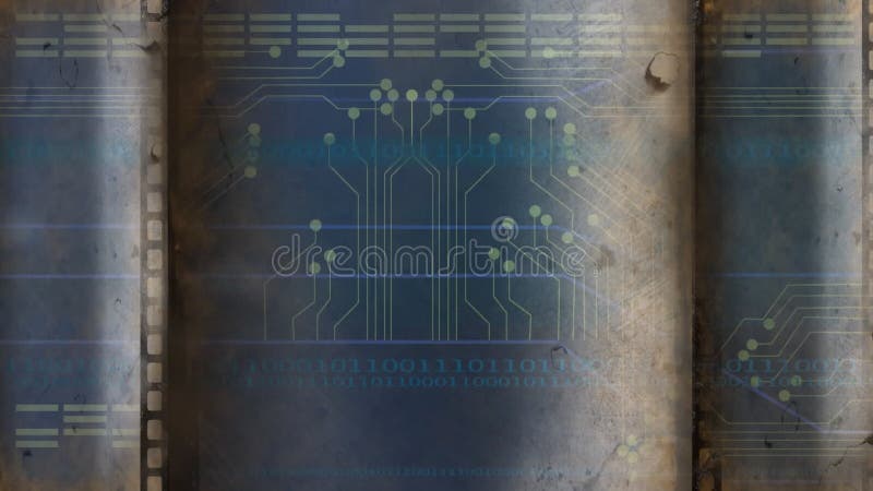 Circuit Board And Binary Code Animation Over Rusty Metal Surface Stock Video Video Of Data