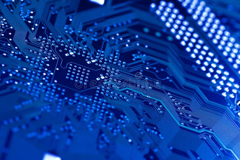 Circuit board in blue stock photo. Image of motherboard - 4841394