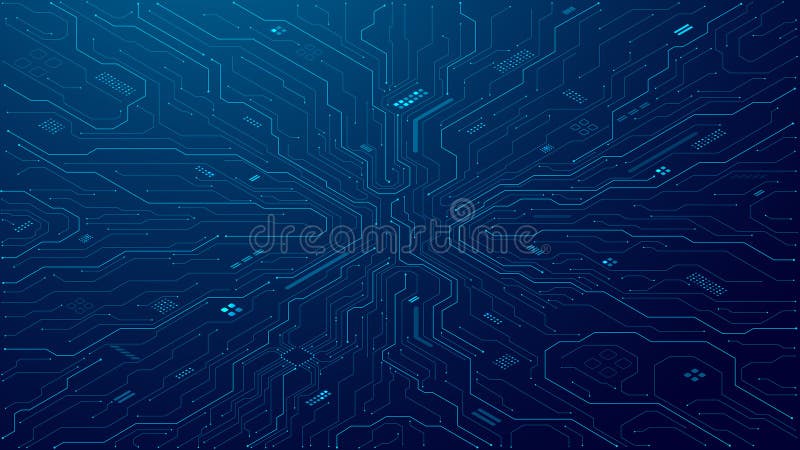 Circuit Board on Blue Background. Digital Isometric Tech Bg Stock ...