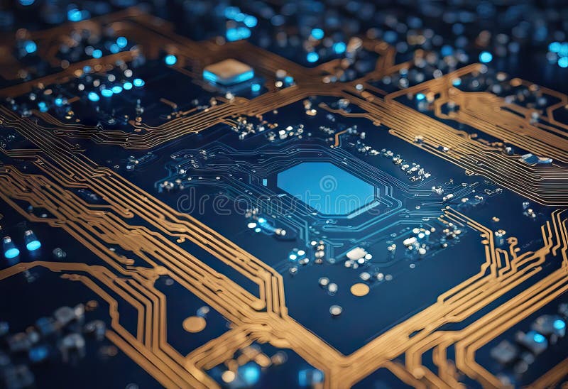 Circuit Board Blue Technology Background. Stock IllustrationTechnology ...