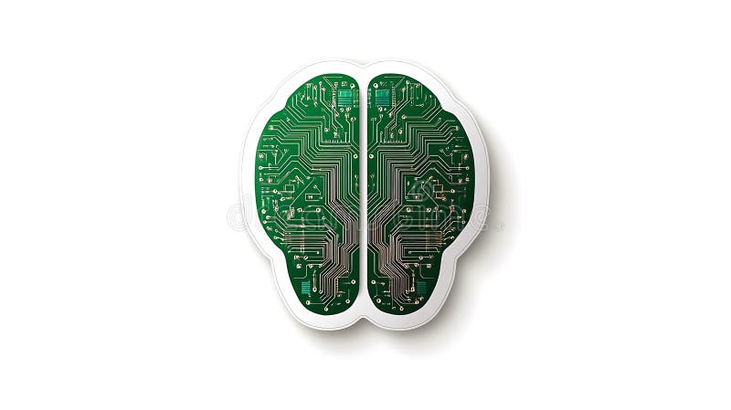 Circuit Board Brain Sticker Design for Creative Use Stock Illustration ...