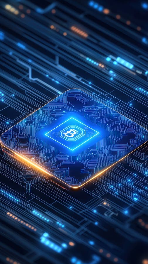 Circuit Board with Bright Glowing Blue Light Representing Advanced ...