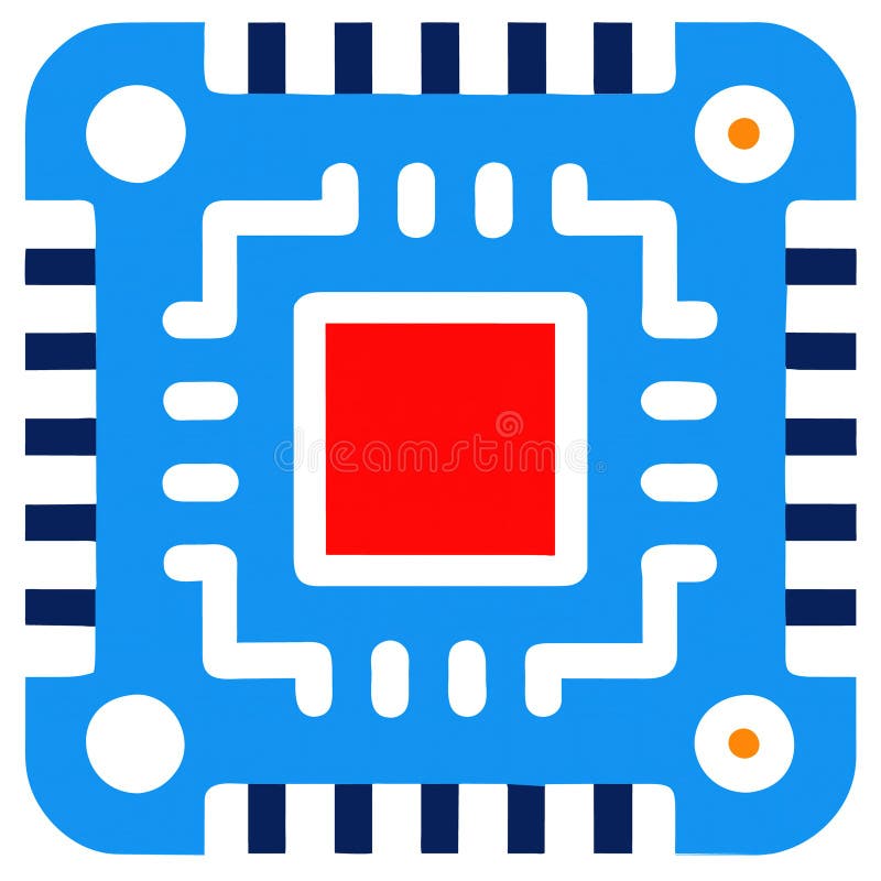Circuit Board Chip Computer Processor Microchip Vector Icon Stock