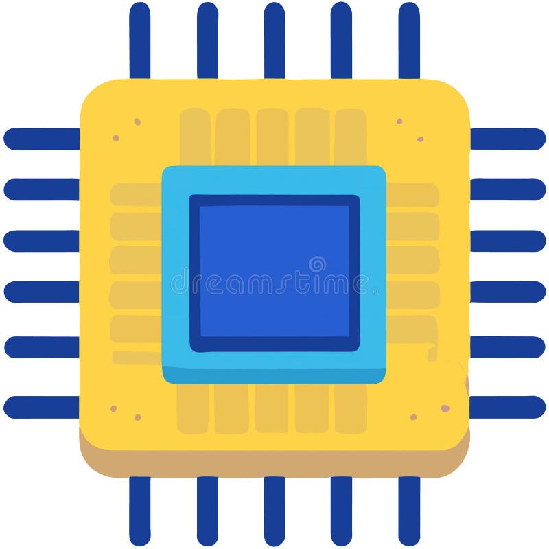 Circuit Board Chip Computer Processor Microchip Vector Icon Stock 0954