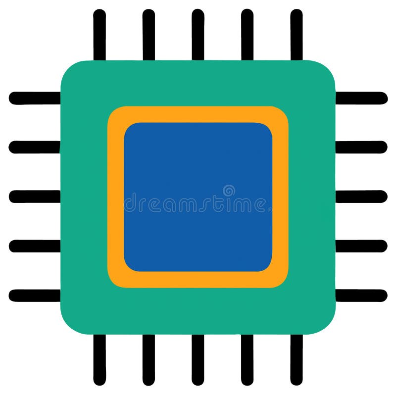 Circuit Board Chip Computer Processor Microchip Vector Icon Stock 3579