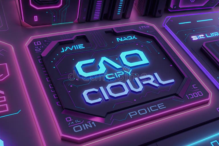 Circuit Board, Chip Processor, Mainboard and Code Programmer. Blue and ...