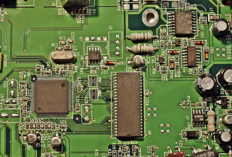 Circuit Board Chips Landscape Stock Image - Image of microchip, digital ...