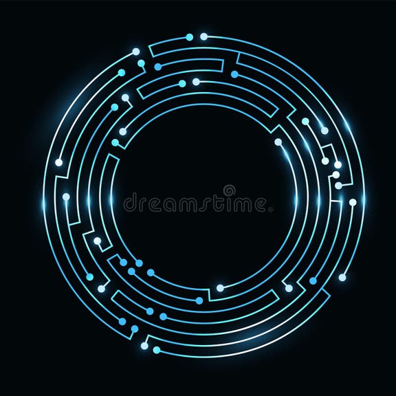 Circuit Board Circle Frame. Abstract Digital Round Frame, Hardware ...