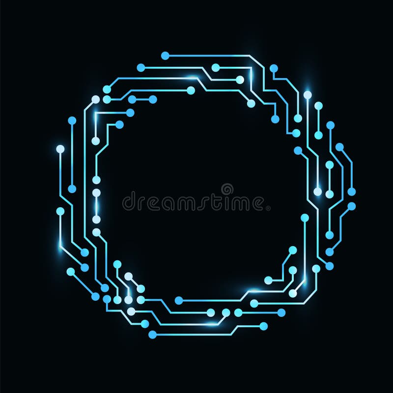 Circuit Board Circle Frame. Abstract Digital Round Frame, Hardware ...