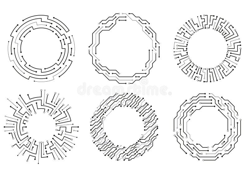 Circuit Board Circle Frames. Abstract Digital Round Frame, Hardware ...