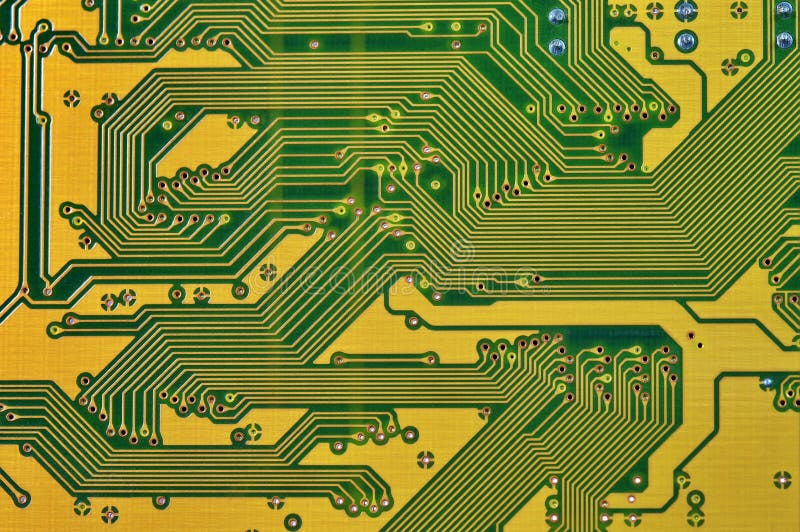 Background with Circuit Board, in Yellow and Green Colors. Abstract ...