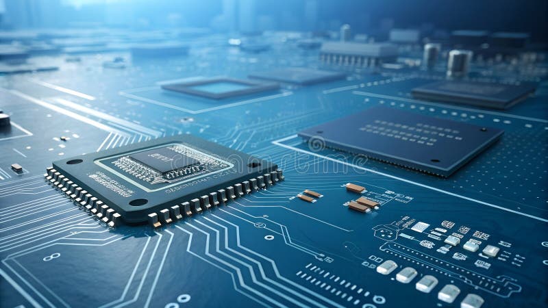 Circuit Board, Close-up of an AI Motherboard CPU Containing Capacitor ...
