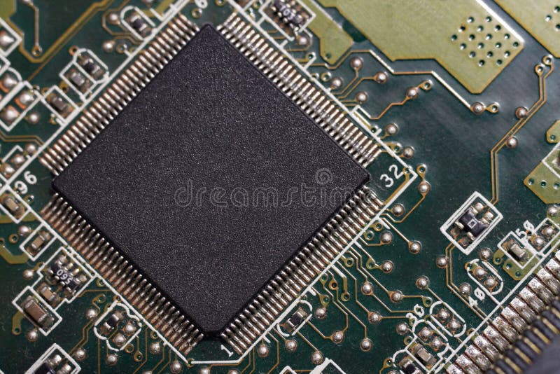 Circuit Board Close Up Square Chips Stock Image - Image of color ...