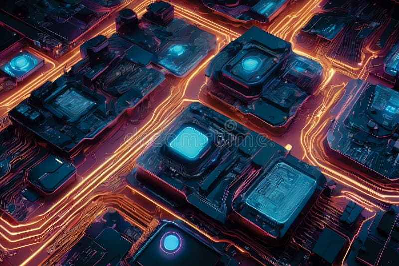 Circuit Board with Components. Close Up, Macro Stock Illustration ...