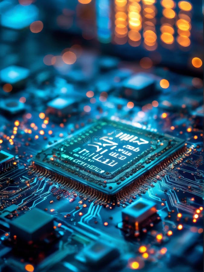 Circuit board computer and stock illustration. Illustration of concept - 378831627