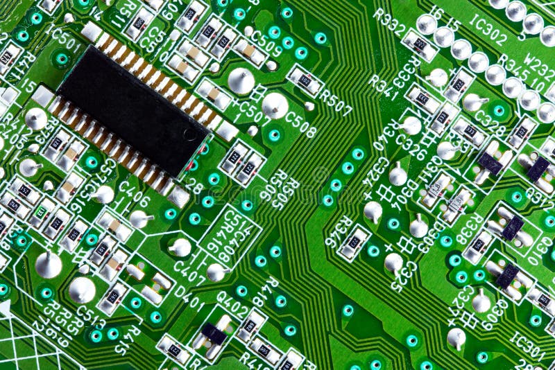 Circuit Board and Computer Chip Close Up Stock Image - Image of ...