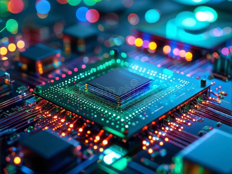 Circuit Board with a Computer Chip. High Resolution Image Stock ...