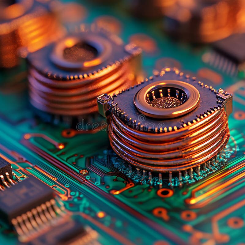 The Circuit Board Contains a Complex Toroidal Inductor with a Copper ...
