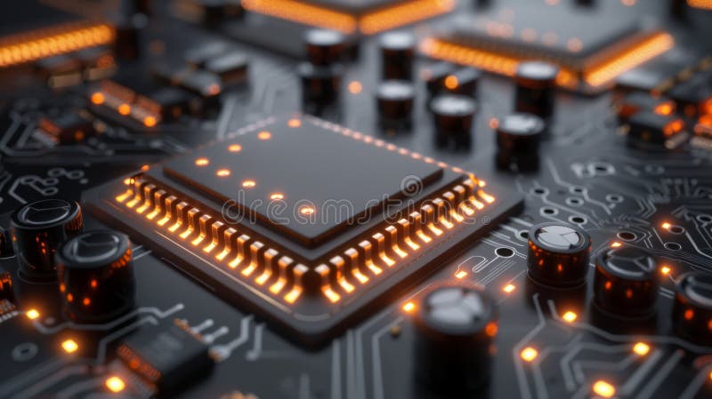 Circuit Board with CPU: Future Tech, AI Hardware, Modern Computing, and Engineering Design ...