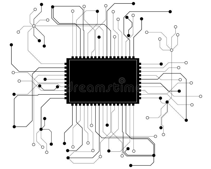 Black and White Printed Circuit Board Stock Vector - Illustration of tech, circuitry: 37419910