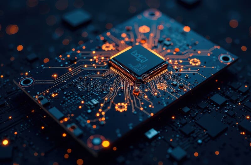 Circuit Board CPU Microchip Starting AI Visualization of Neural ...